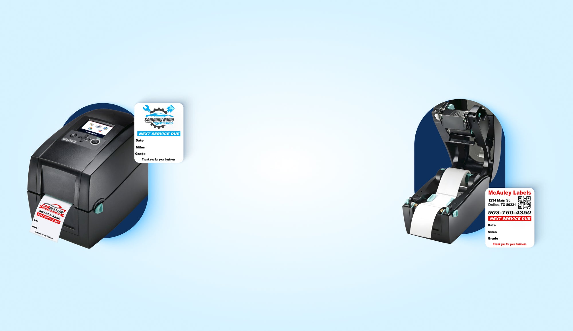 Asset Tags, Oil Change Stickers & Printers | McAuley Labels