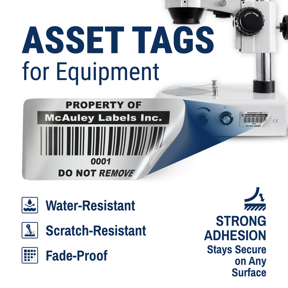 Asset Tags for Equipment - Durable Barcode, ID & QR Labels