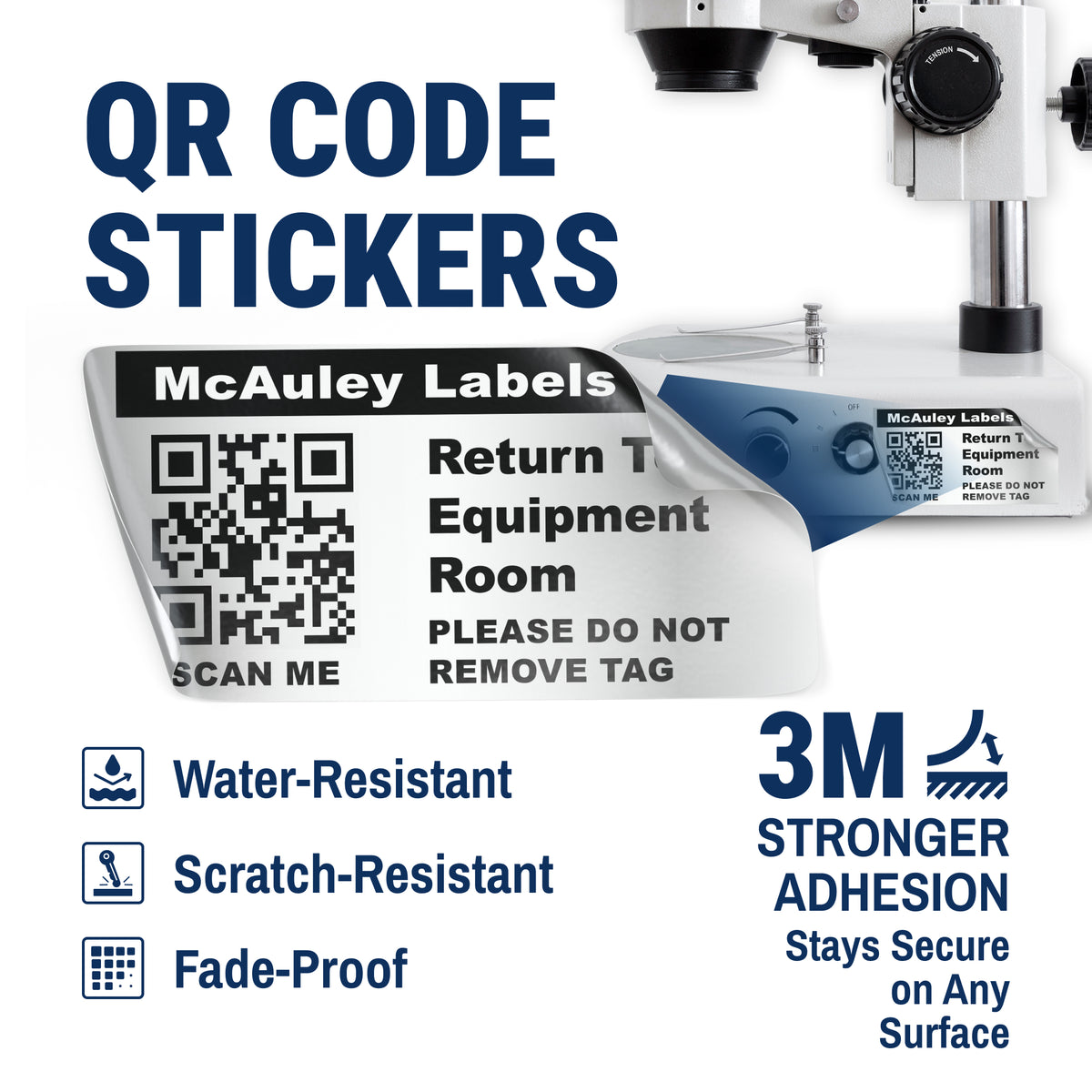 Custom QR Asset Tags for Equipment - 3M Heavy-Duty Silver - QR Code ...