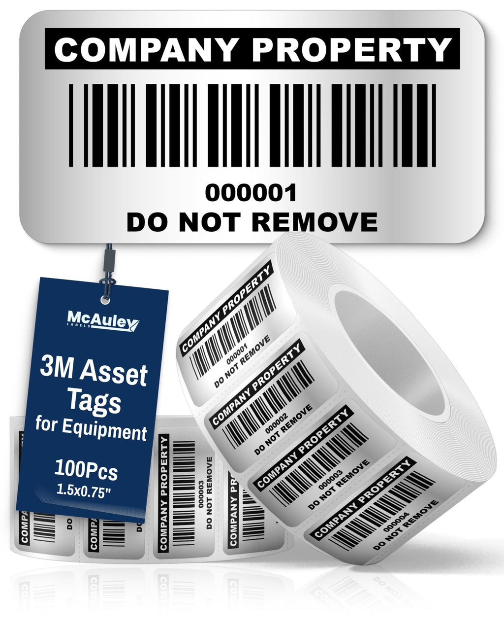 Asset Tags, Free Shipping, 3M Heavy-Duty Metalized Polyester